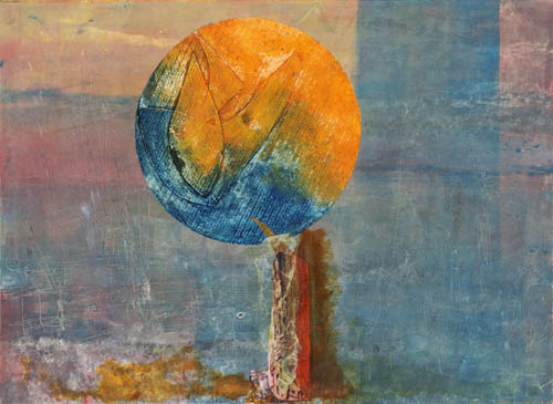 Amy Ernst | Flying Solo | 2017 monoprint and collage