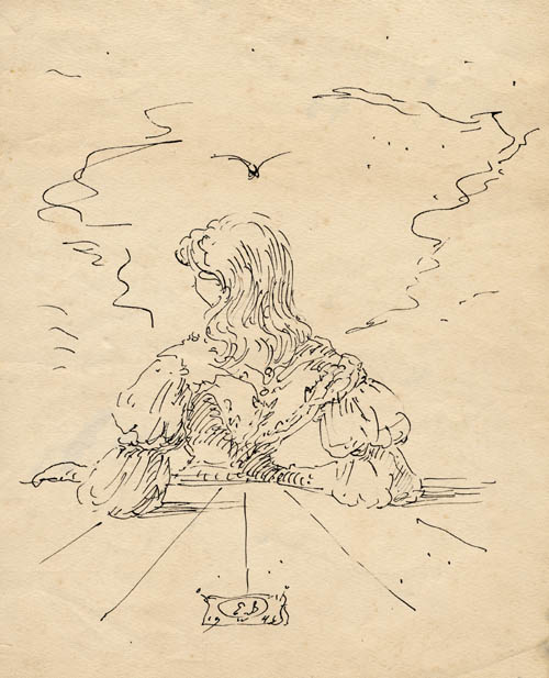 Eugene Berman | Title Page for Julien Levy monograph | 1943 ink on paper